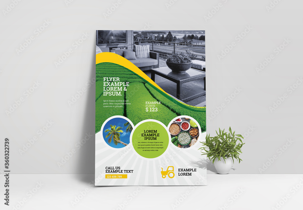 Garden and Farm Agricultural Flyer Layout Stock Template | Adobe Stock