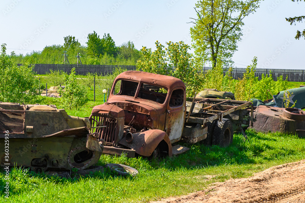 MINSK, BELARUS - MAY 4, 2018: Rusty old militar vehicles, Historic ...