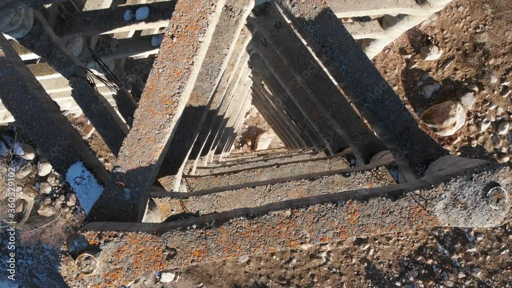 Stockvideon arial view old iron concrete structures to protect in the ...