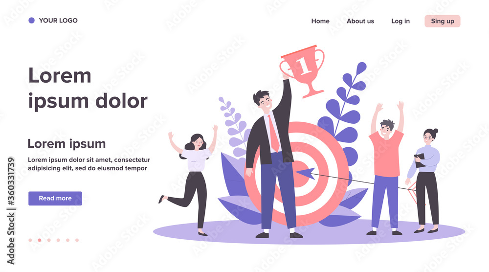 Business team winning prize cup. Best employee celebrating victory ...