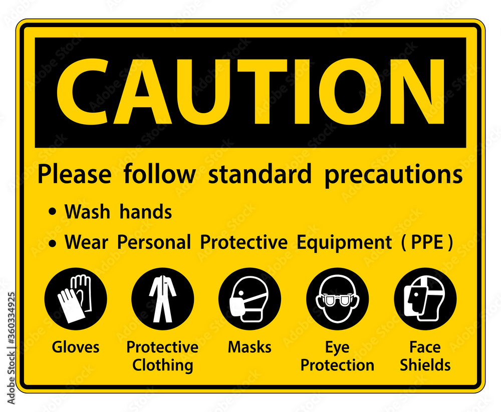 Caution Please follow standard precautions ,Wash hands,Wear Personal ...