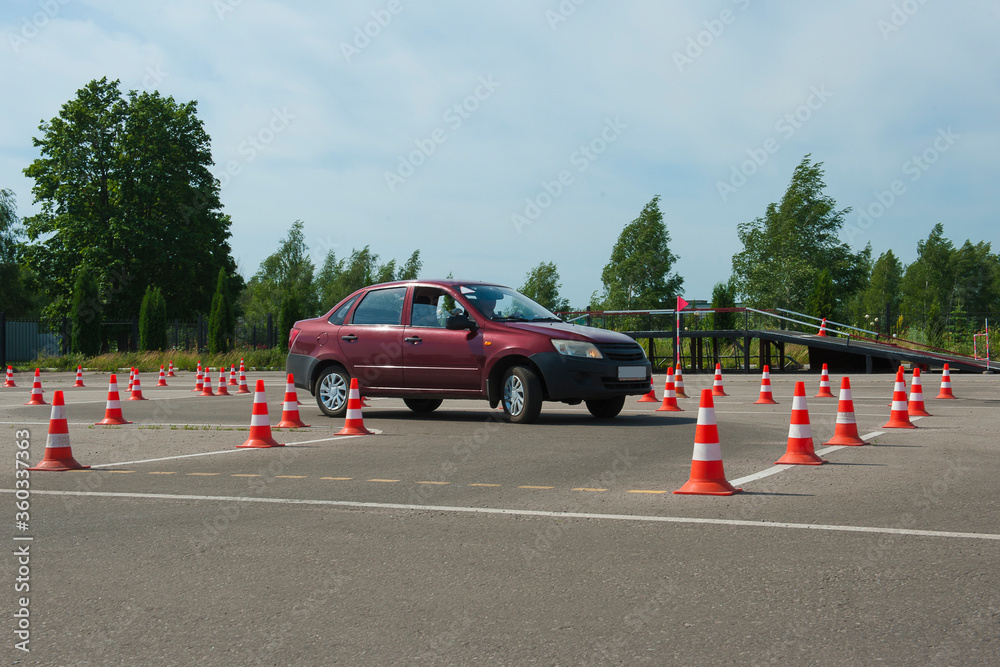 Learning to drive a car. Driving school. Stock Photo | Adobe Stock