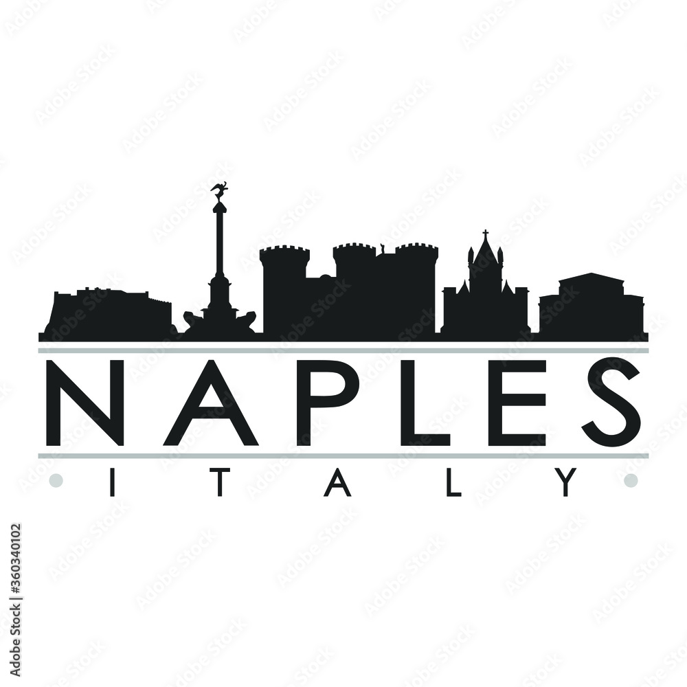 Naples Italy Skyline Silhouette Design City Vector Art Famous Buildings ...