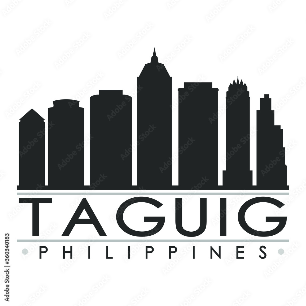 Taguig Philippines Skyline Silhouette Design City Vector Art Famous ...