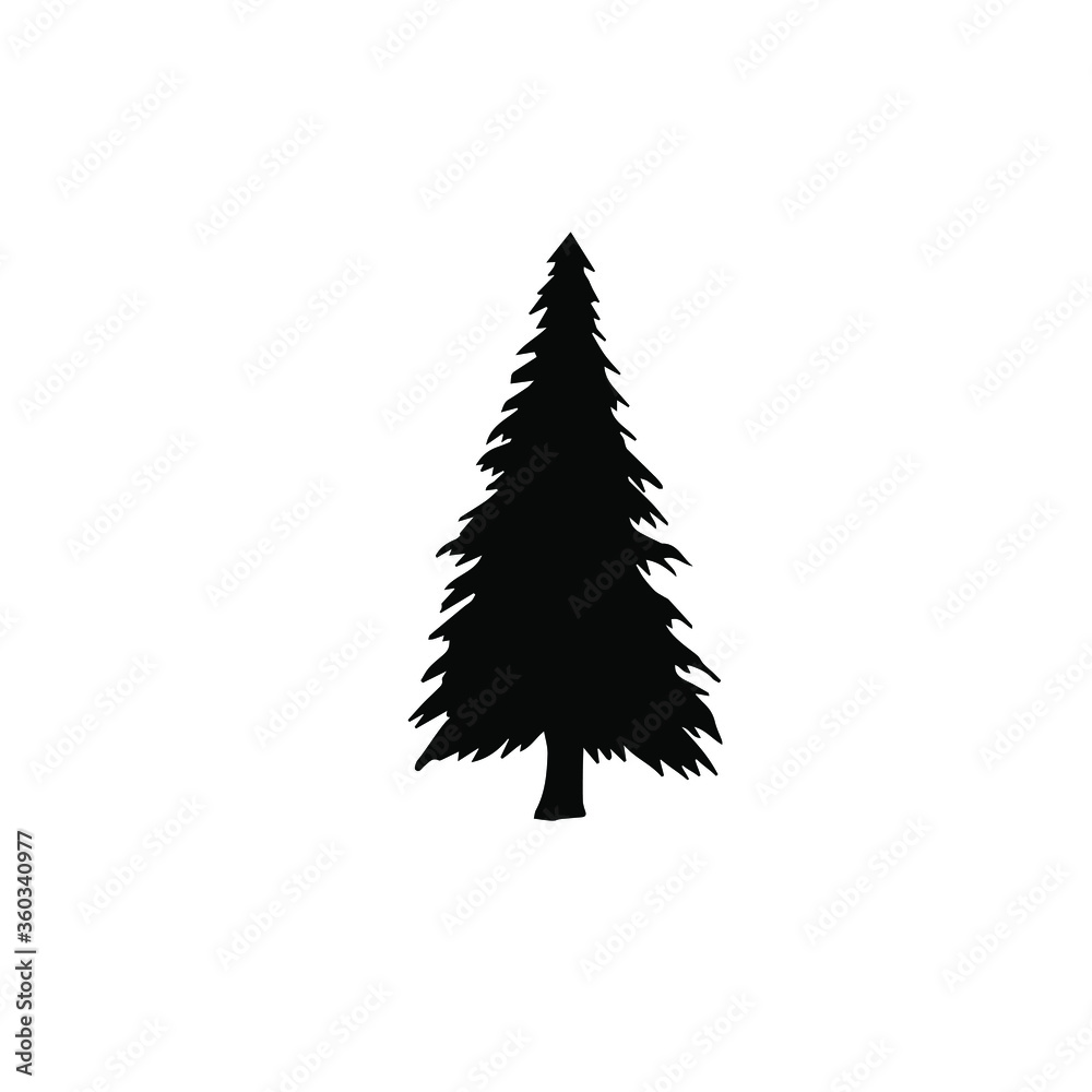 Vector hand drawn doodle sketch spruce tree silhouette isolated on ...