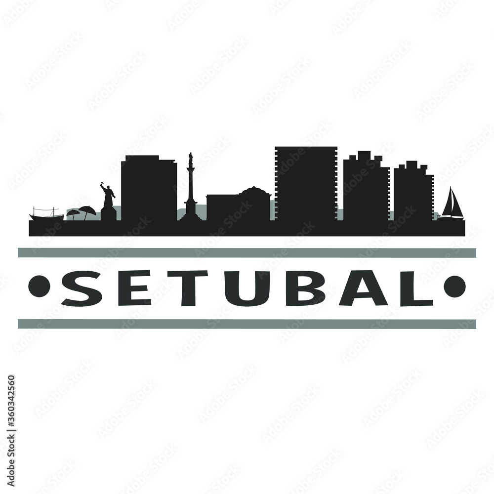 Setubal Portugal City Travel. City Skyline. Silhouette City. Design ...