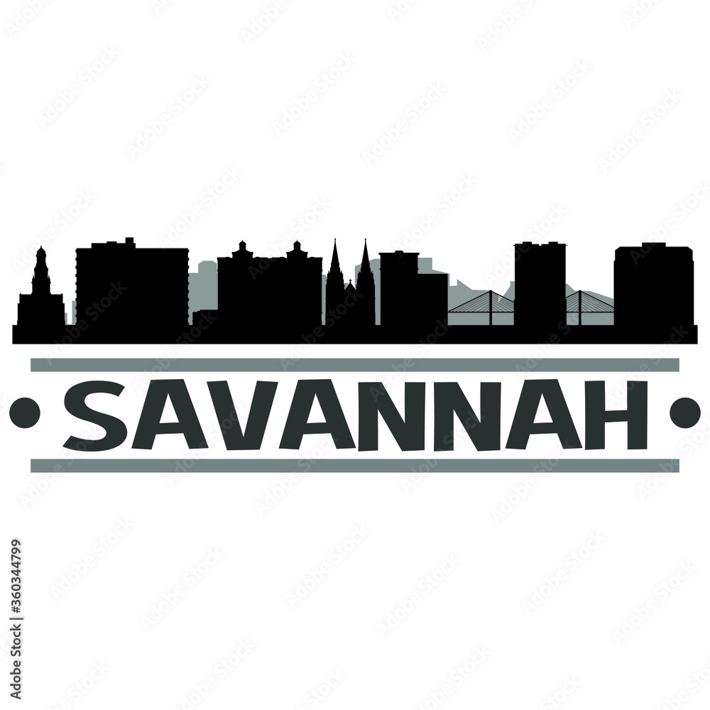 Savannah Georgia Skyline Silhouette City Design Vector Famous Monuments ...