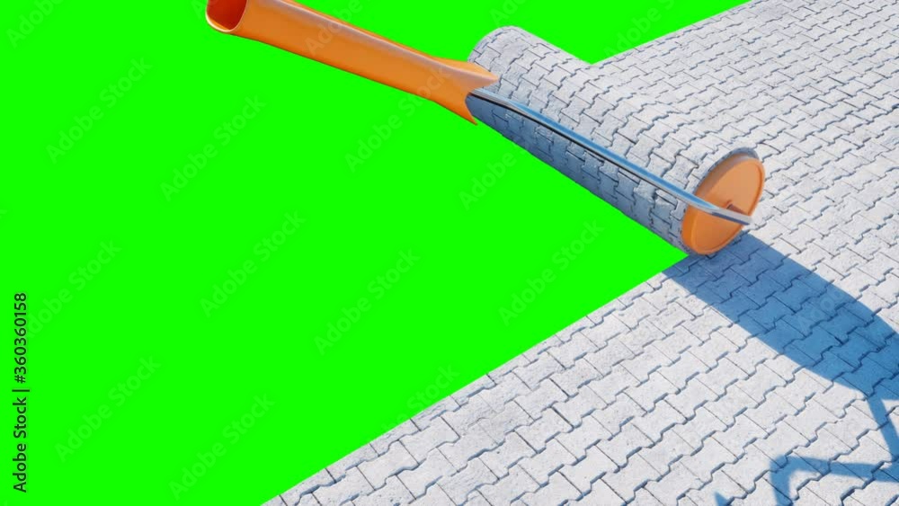 A roll of paving slab. Brush of paving slab. Building concept ...