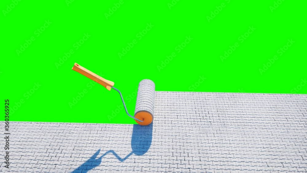 A roll of paving slab. Brush of paving slab. Building concept ...