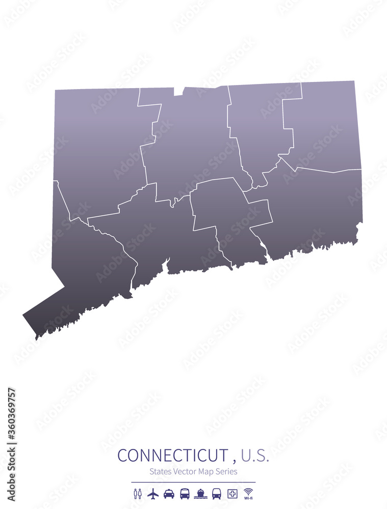 connecticut map. us states vector map series. Stock Vector | Adobe Stock