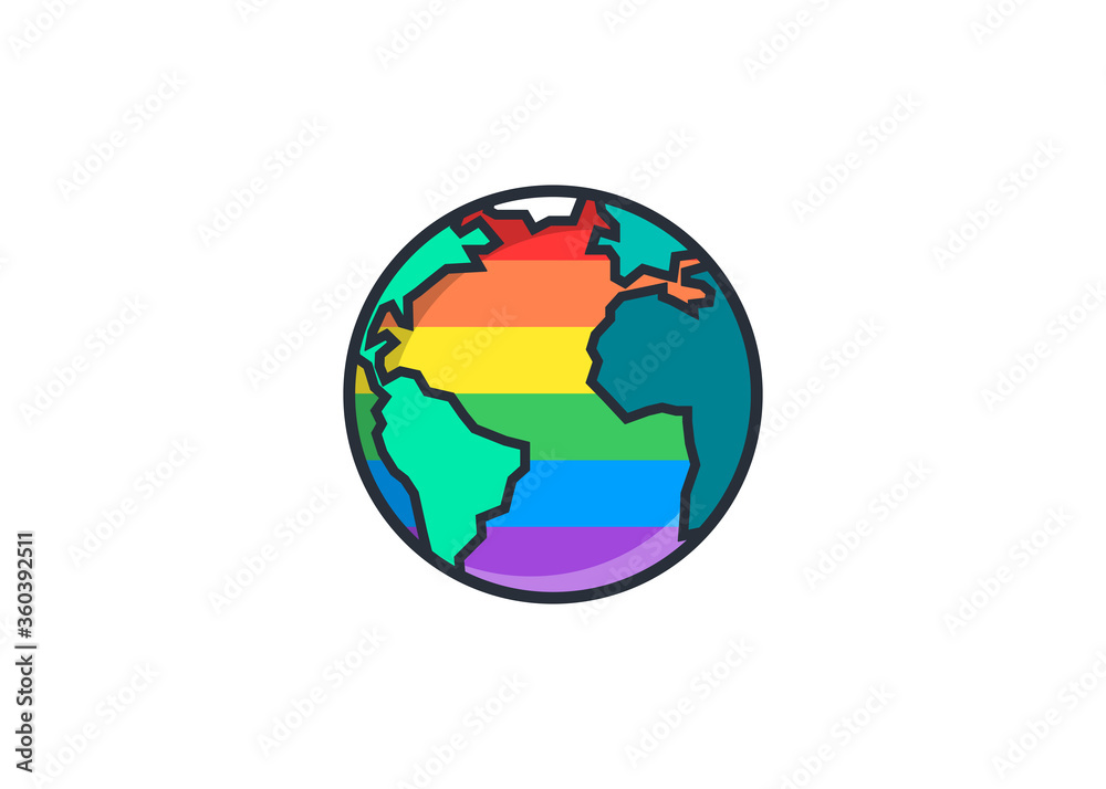 LGBT+ World, planet, earth vector isolated flag colors of LGBT+ for ...