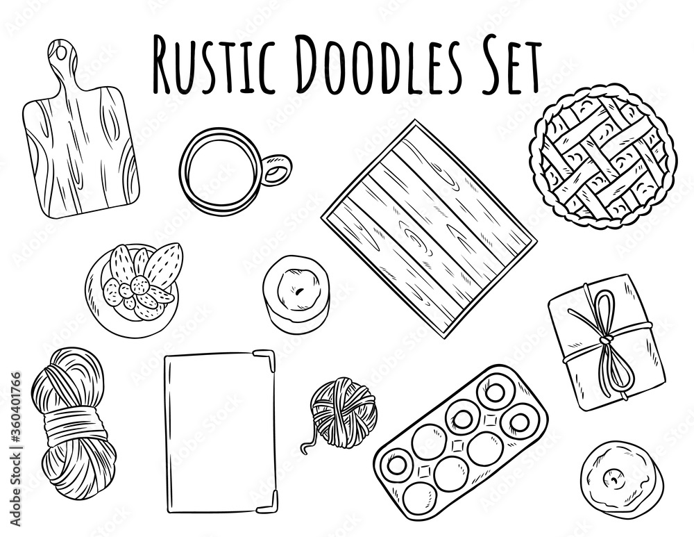 Rustic decorative doodles set. Collection of boho home related isolated ...