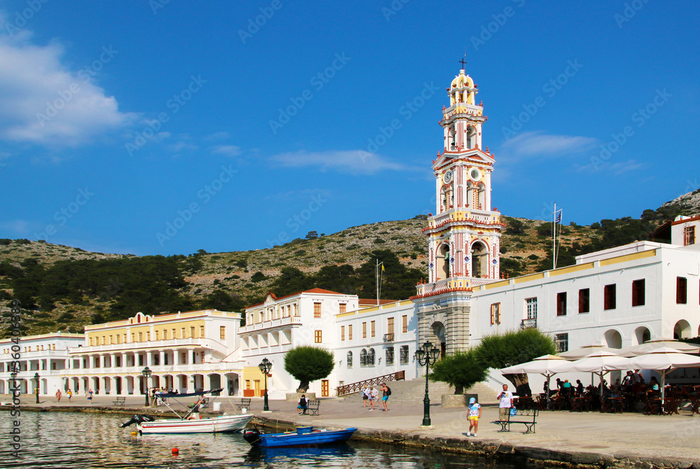 Monastery of Archangel Michael Panormitis, Symi island, Greece Stock ...