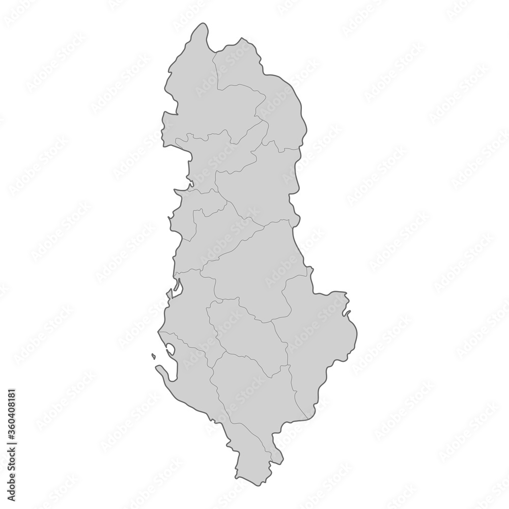 Map of Albania divided to regions. Outline map. Vector illustration ...