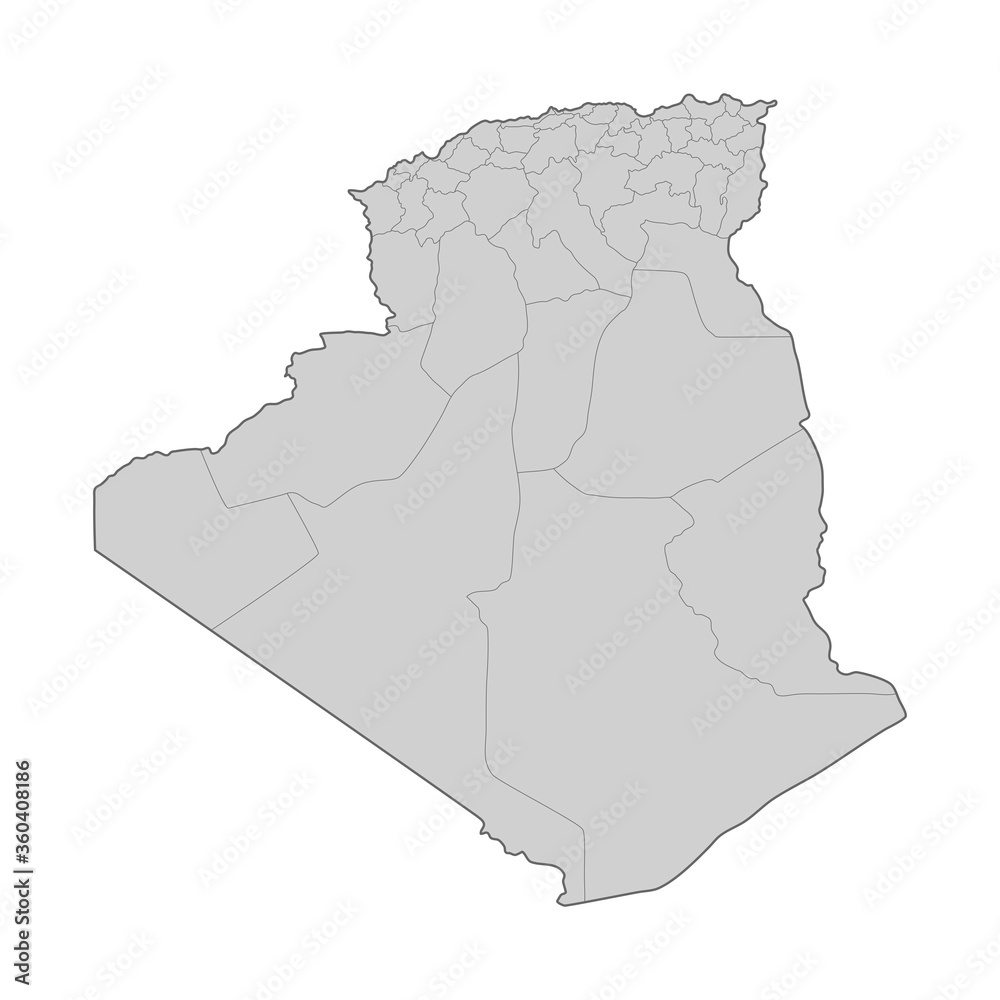 Map of Algeria divided to regions. Outline map. Vector illustration ...