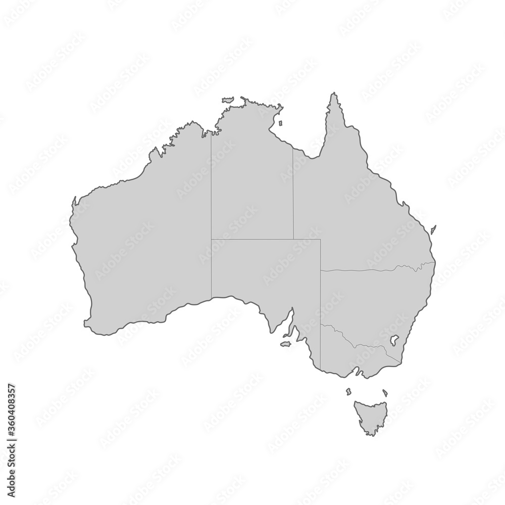 Map of Australia divided to regions. Outline map. Vector illustration ...