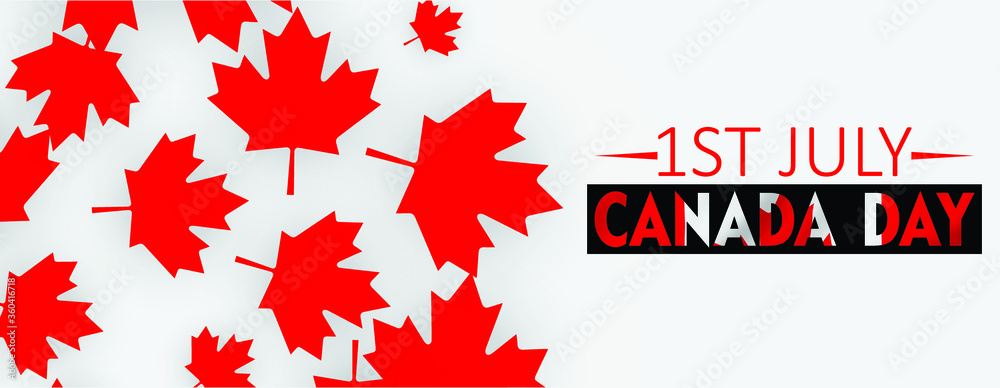 1st july happy Canada day background with red maple leaf. vector ...