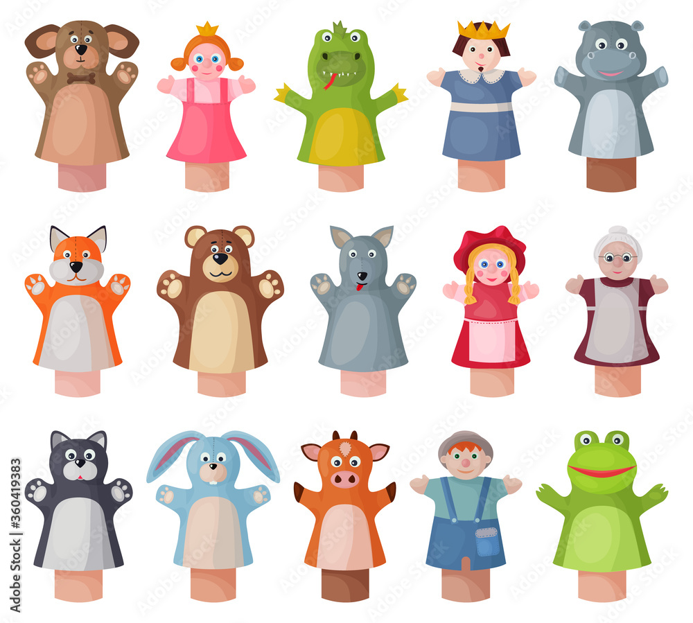 Puppet vector cartoon set icon. Vector illustration theater doll on ...