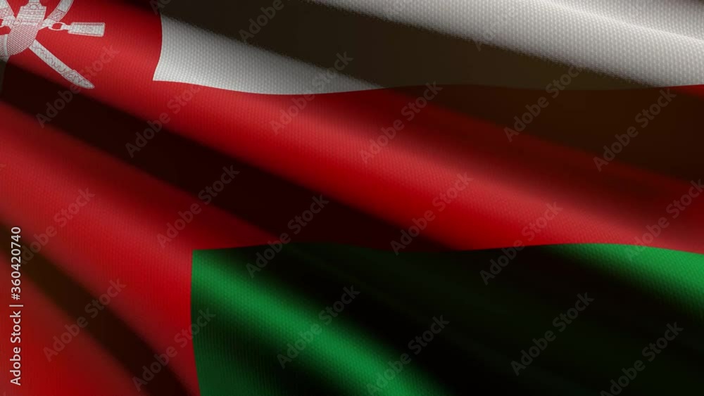 60FPS dark Oman flag with fabric texture waving - background, UHD 4k 3d ...