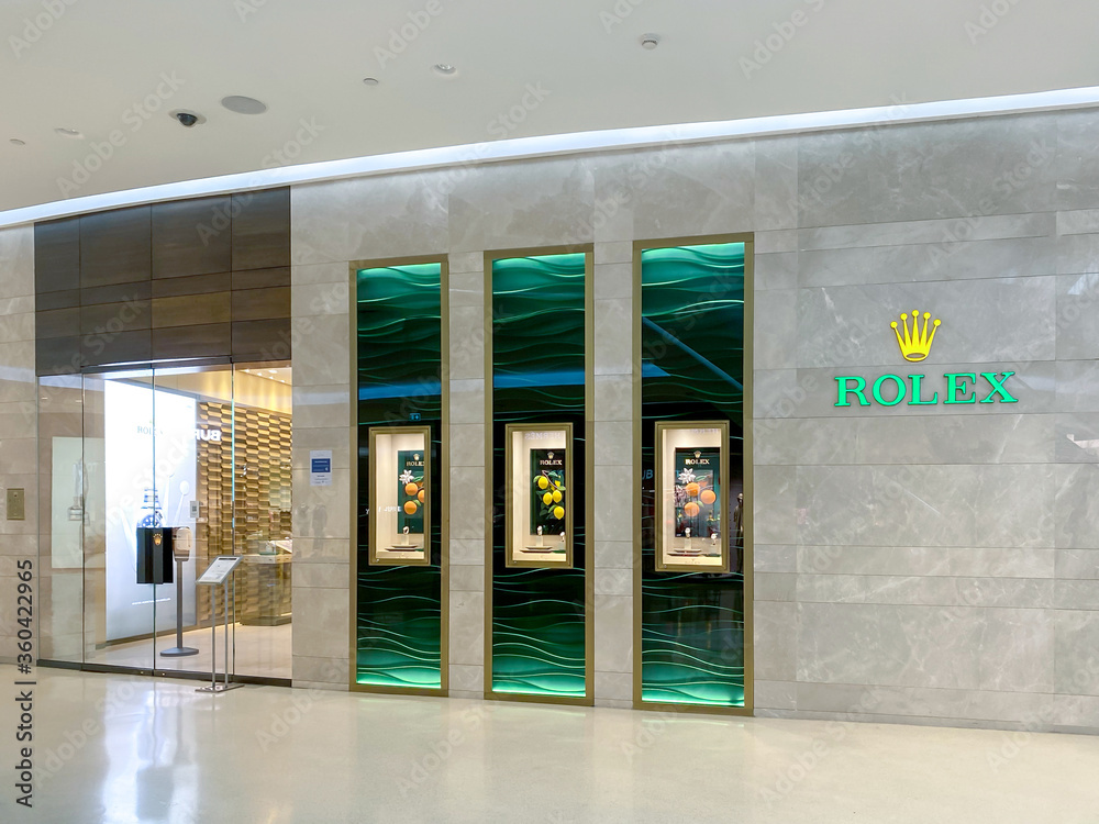 Rolex storefront at Central Embassy, Bangkok with pandemic influenza ...