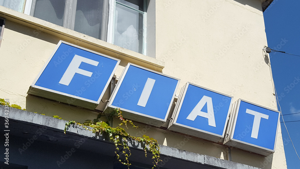 Fiat blue sign logo vintage of car dealership of italian cars Stock ...