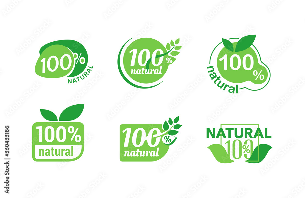 100 natural sticker collection - isolated vector quality stamp for ...