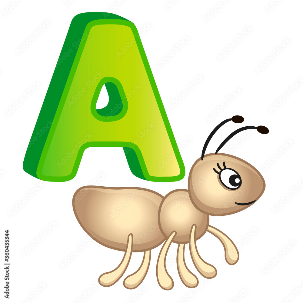 Vector bright illustrations alphabet with capital letters of the ...