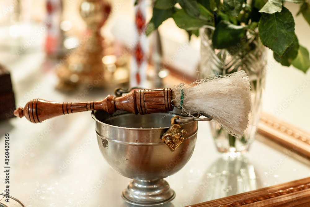 Baptism water. Baptism ceremony in Church. The sacrament of baptism ...