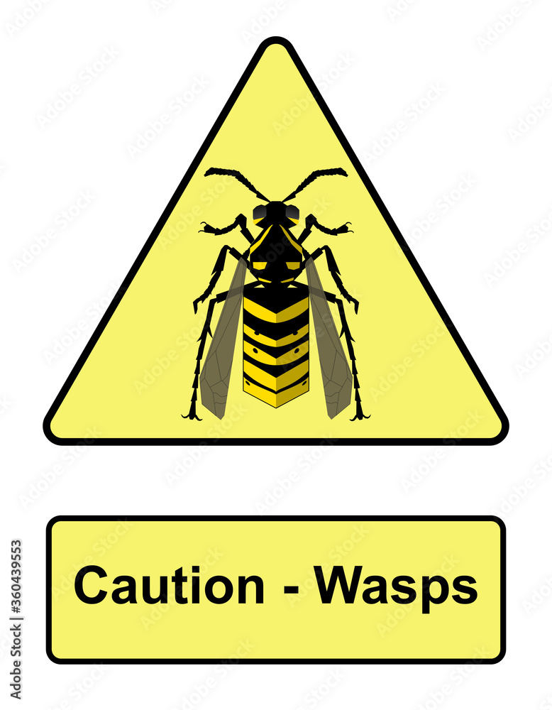 Caution wasps warning poster. vector illustration Stock Vector | Adobe ...