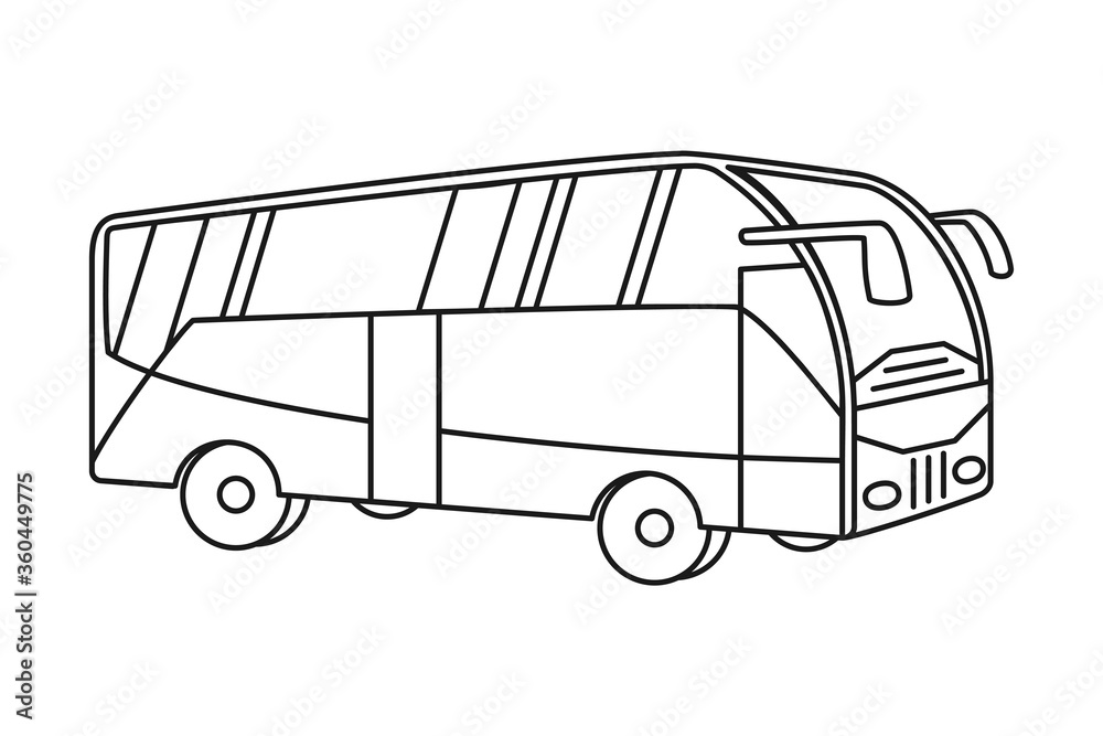 Line art black and white bus. Stock Vector | Adobe Stock