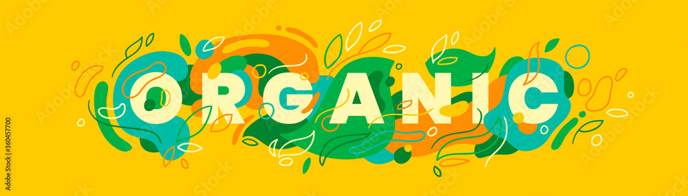 "Organic" caption banner design made of various abstract natural shapes ...