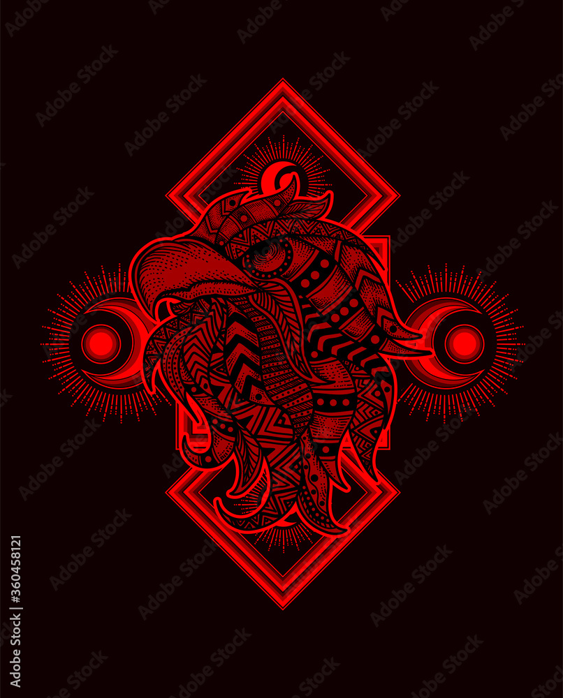 Eagle head mandala style with sacred geometry pattern-vector retro ...