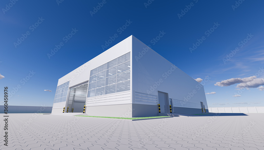 Warehouse or industry building exterior. Use as distribution center for ...