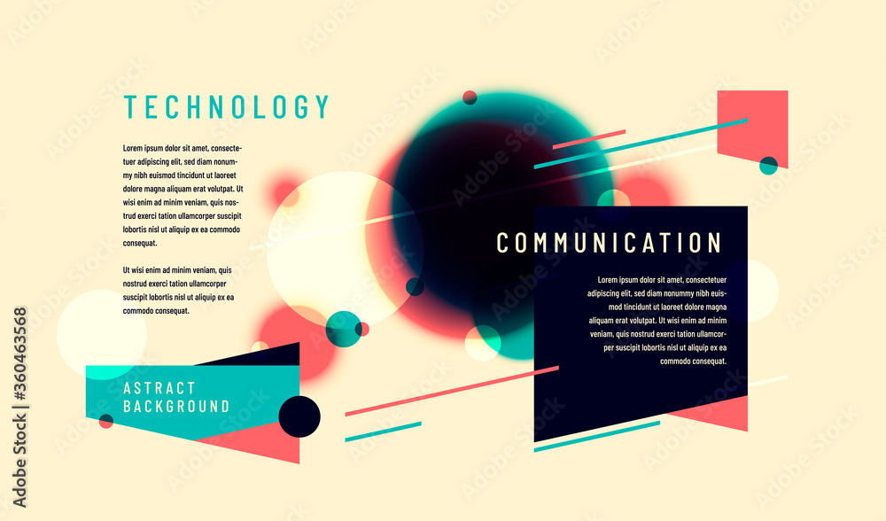 Abstract technology template design with geometric shapes, headlines ...