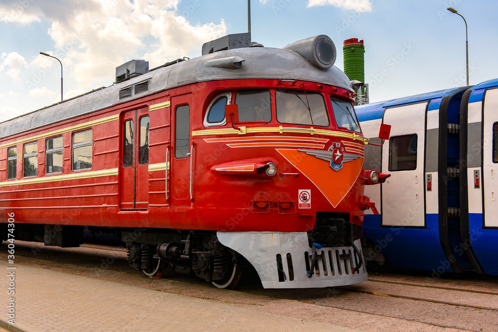 SAINT PETERSBURG - MAY 17, 2018: Driving Motor car of electric multiple ...