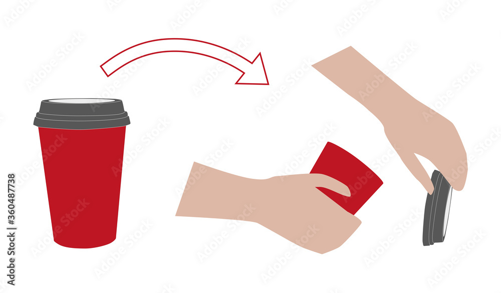 Throwing away a coffee cup properly by separating the lid - simple ...