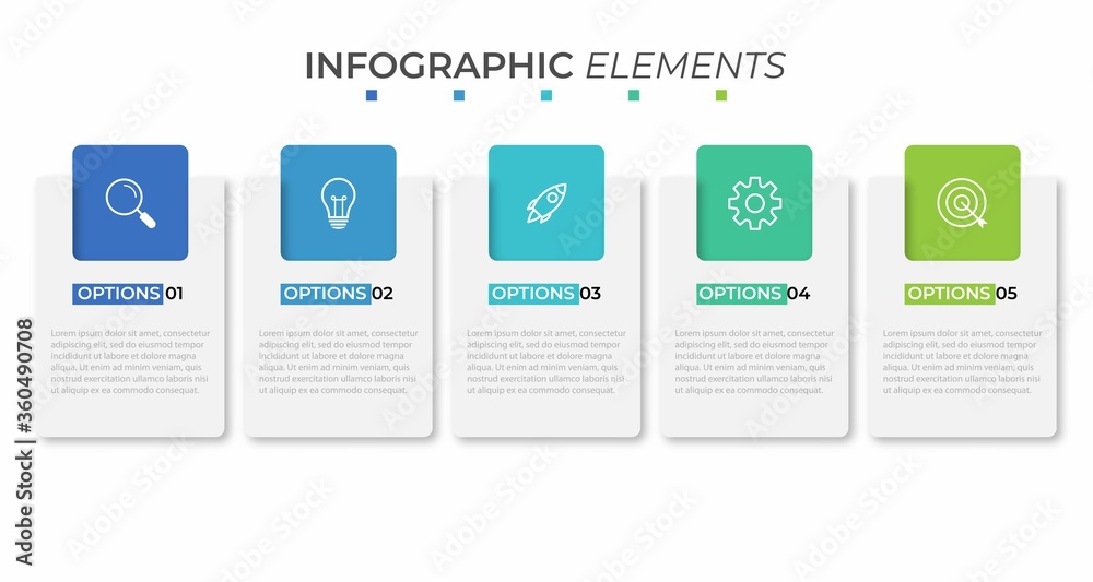 Presentation business infographic template with 5 options. Vector ...