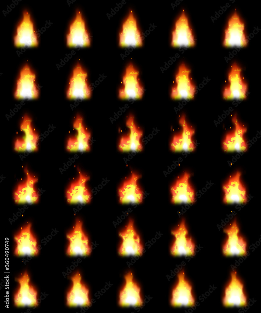Fire animation. 2d bonefire animated loop sequence Stock Illustration ...