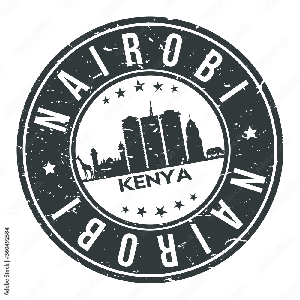 Nairobi Kenya Africa Stamp Logo Icon Symbol Design Skyline City. Stock ...