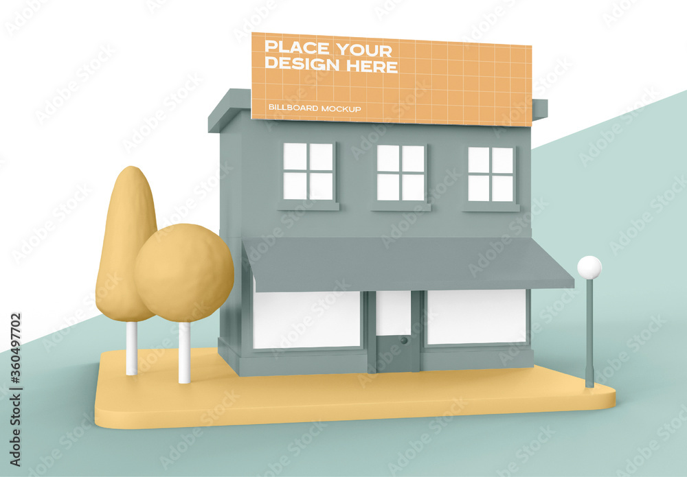 Shop Sign Mockup. Cartoon Street Concept Stock Template | Adobe Stock