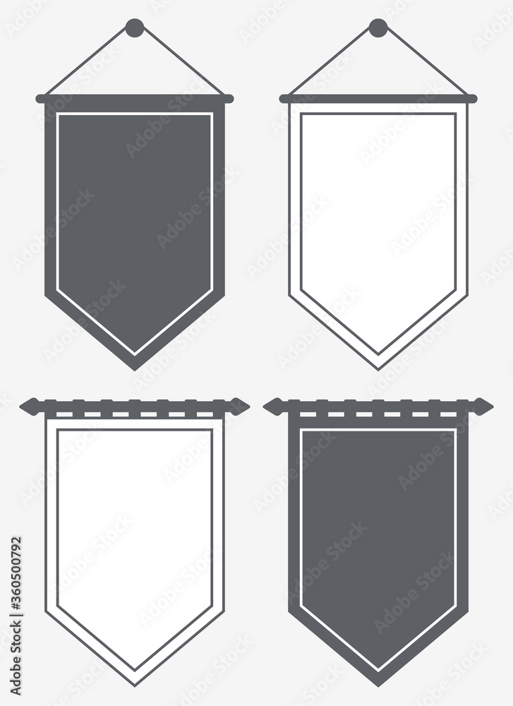 Template Blank Pennant. Silhouette and Outline Banners. Posters and ...