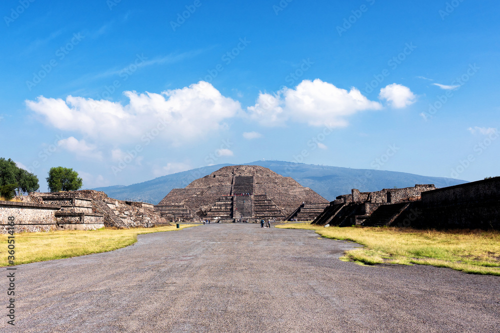 View of the pyramids of Teotihuacan ancient Mesoamerican city in Mexico ...