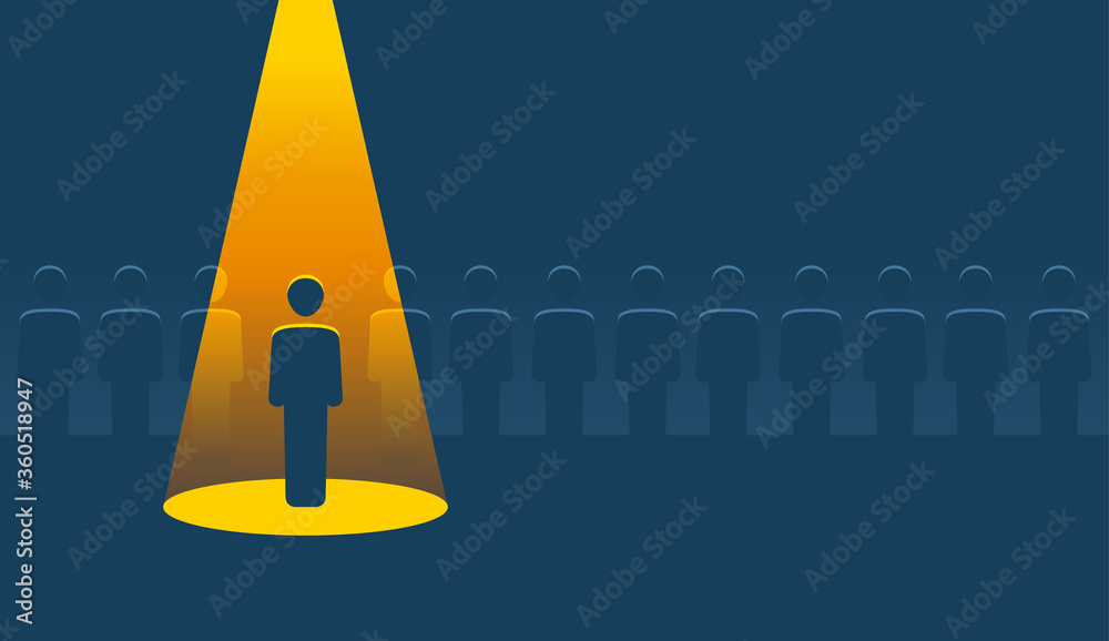 Recruitment or leadership concept people row with spotlight selected ...