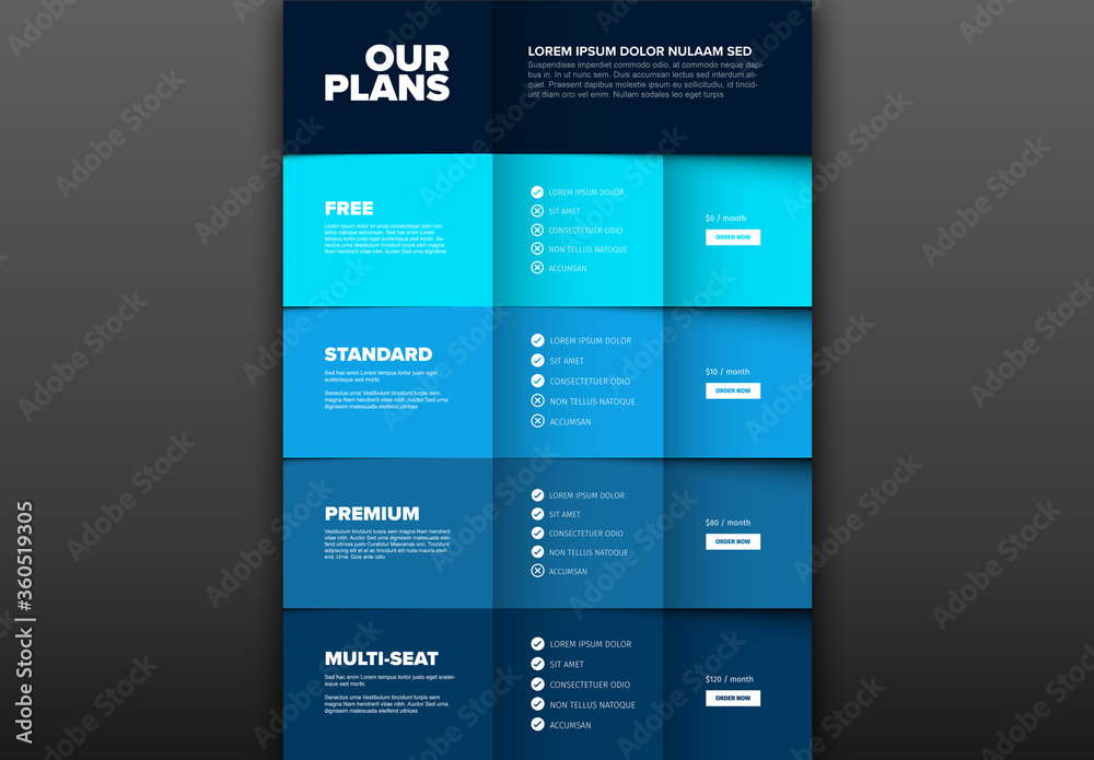 Blue Product Features Schema Layout Stock Template | Adobe Stock