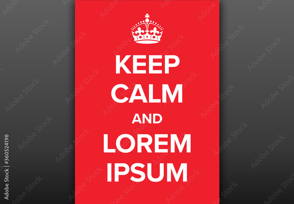 Red Keep Calm Poster Layout Stock Template | Adobe Stock