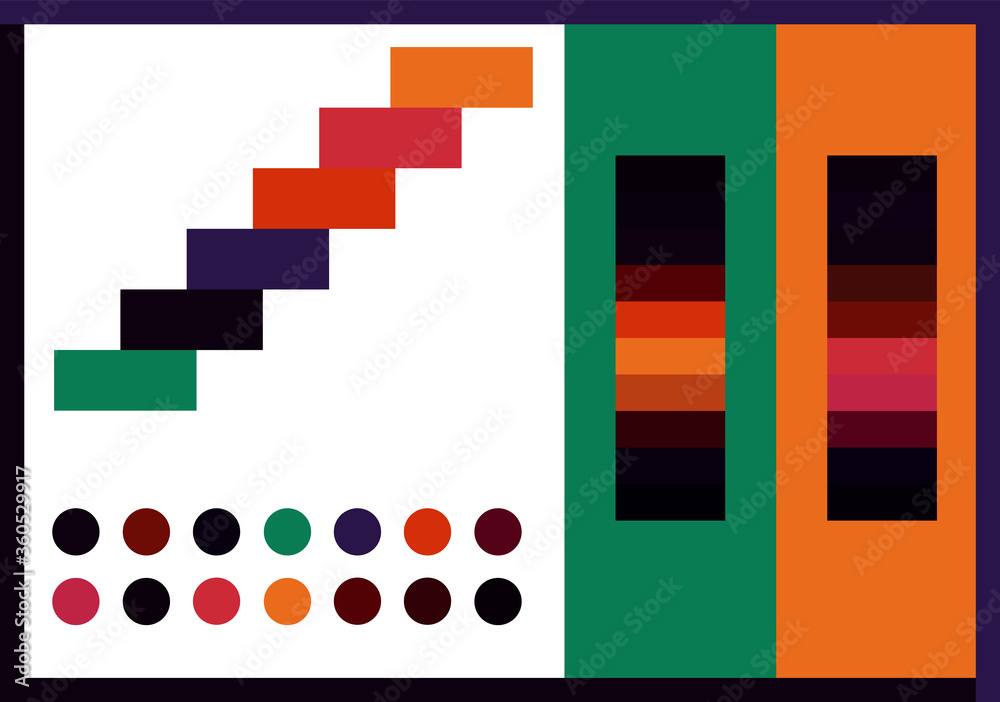 Contrast colorful color palette 2020 vector illustration set. Dark ...