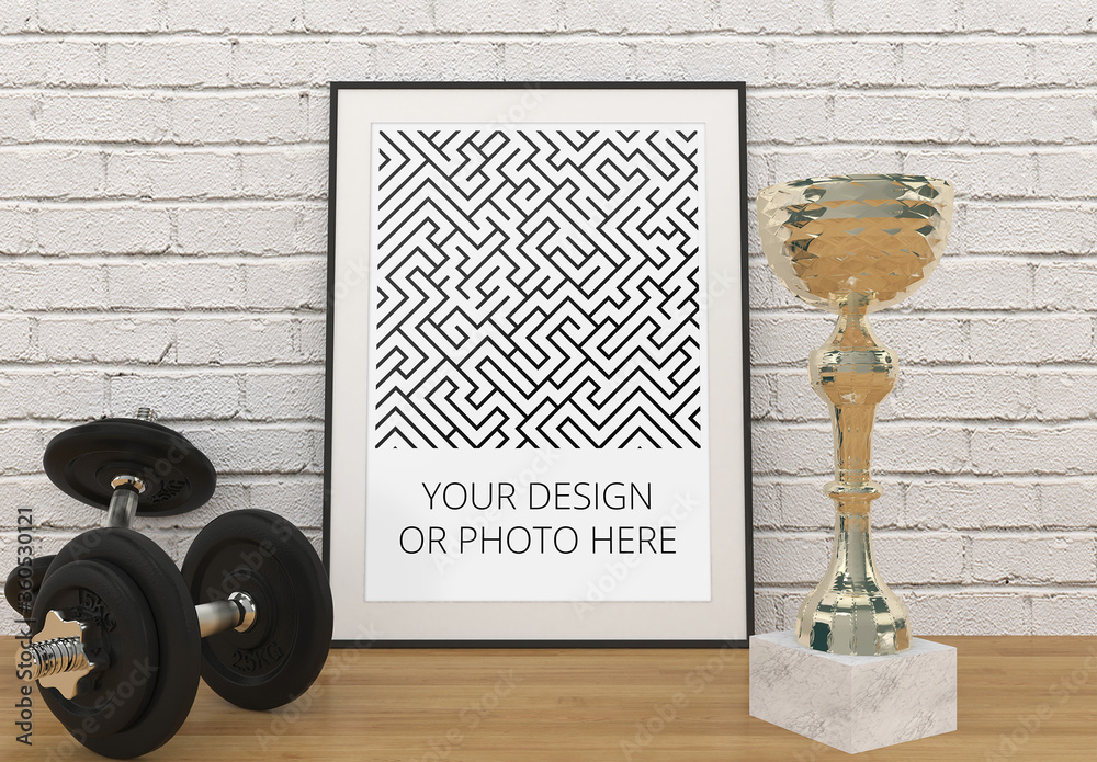 Bodybuilding Sport Poster Mockup Stock Template | Adobe Stock