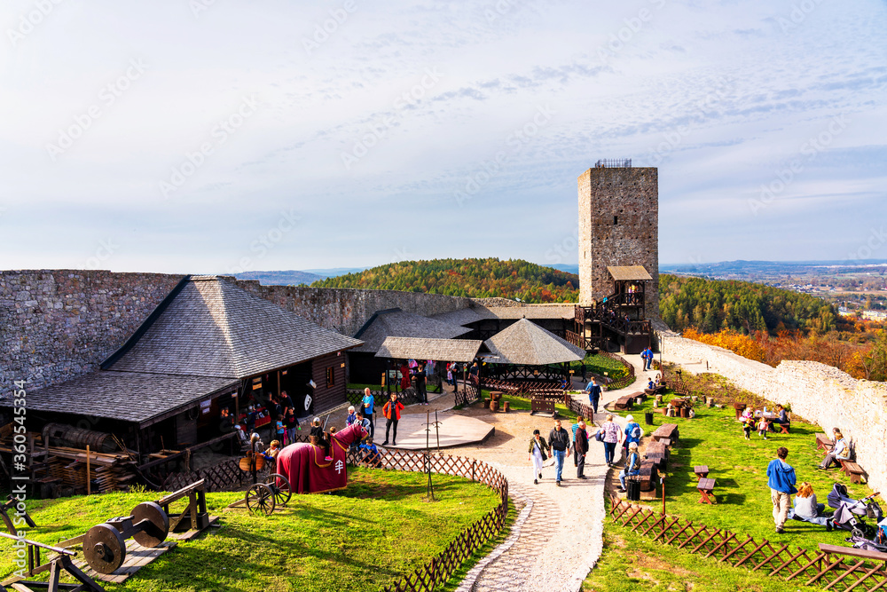 CHECINY, POLAND - OCT 16, 2019: The castle in Checiny near Kielce was ...