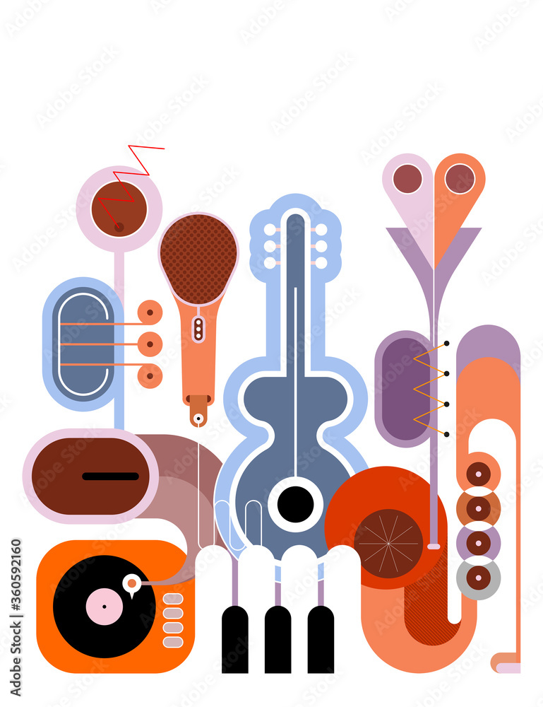 Flat style colored design isolated on a white background Music ...