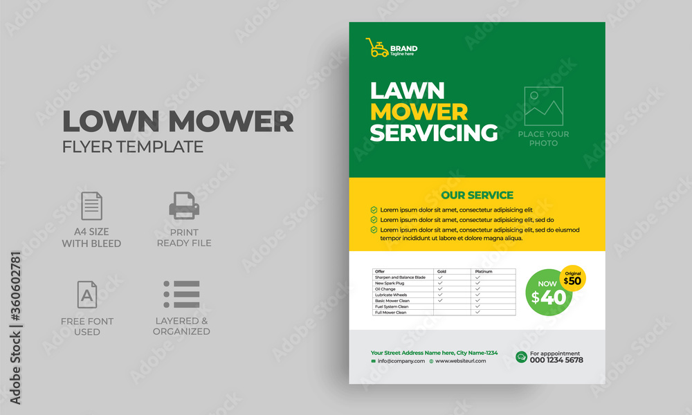 Lawn Mower Service Flyer Template. lawn mower poster, leaflet, poster ...
